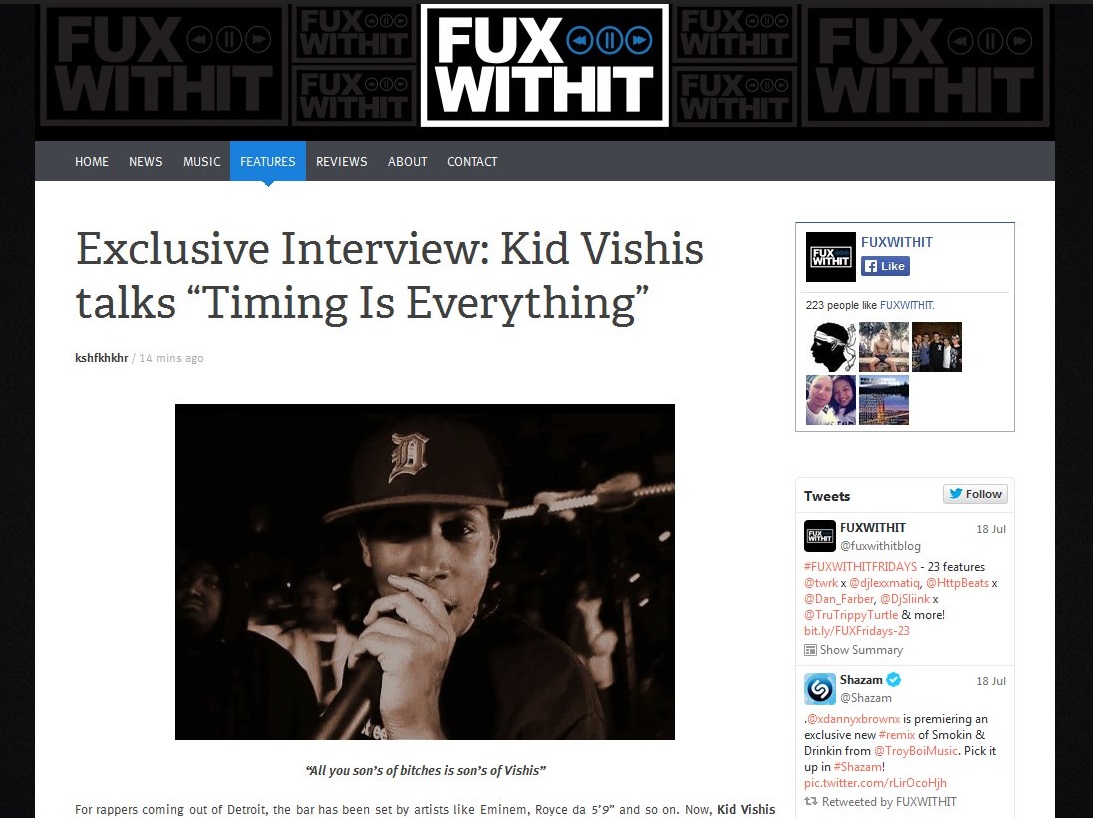 New Feature – Canada’s FuxWithIt.com speak with Kid Vishis & review his ...